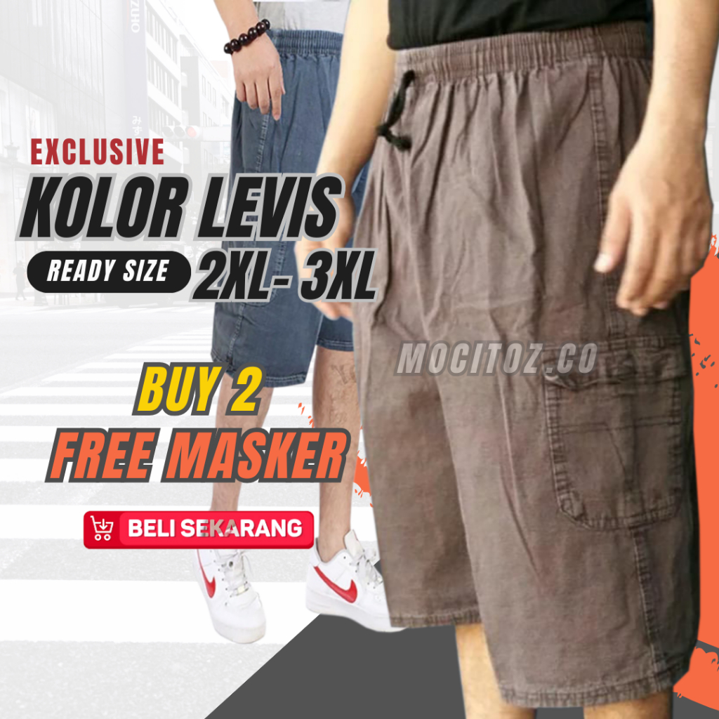Jual Celana Pendek Pria Jumbo Kolor Laki laki Big Size Semi Jeans ...