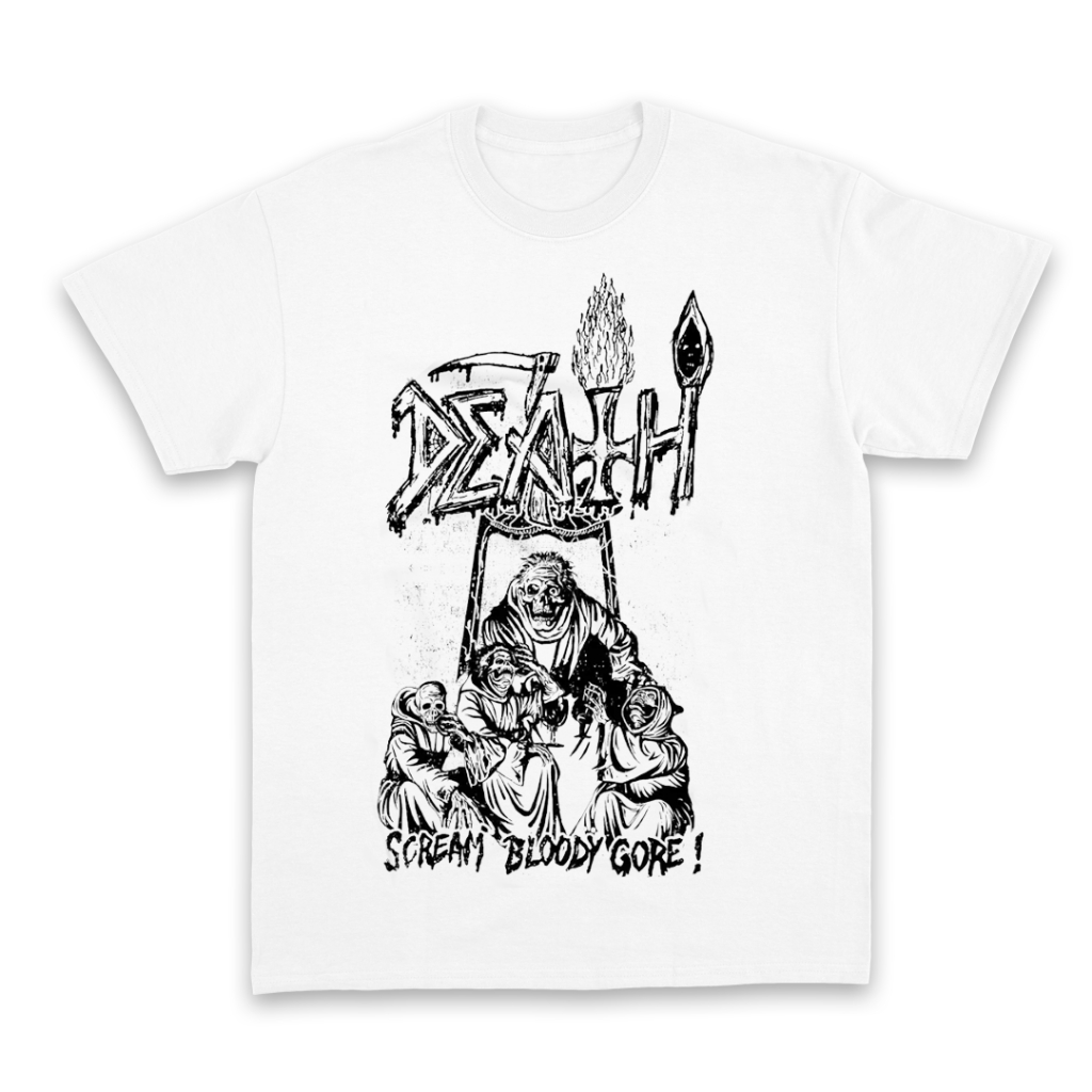 Jual KAOS BAND DEATH - SCREAM BLOODY GORE LINE ART (WHITE) | Shopee ...
