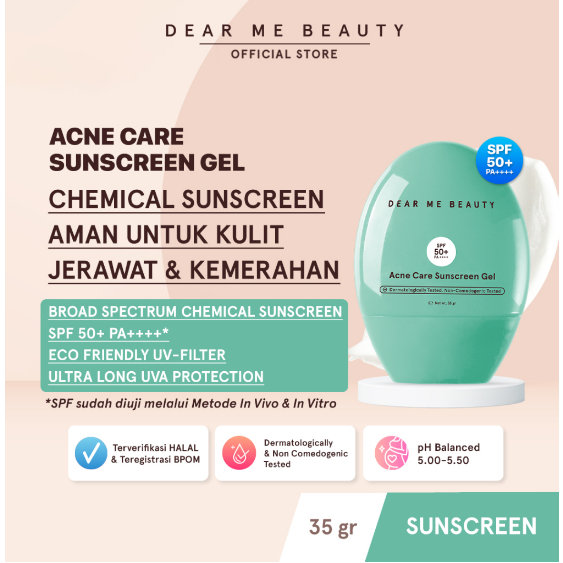 Jual Dear Me Beauty Acne Sunscreen Gel Kemasan Baru TANPA DUS | Shopee ...