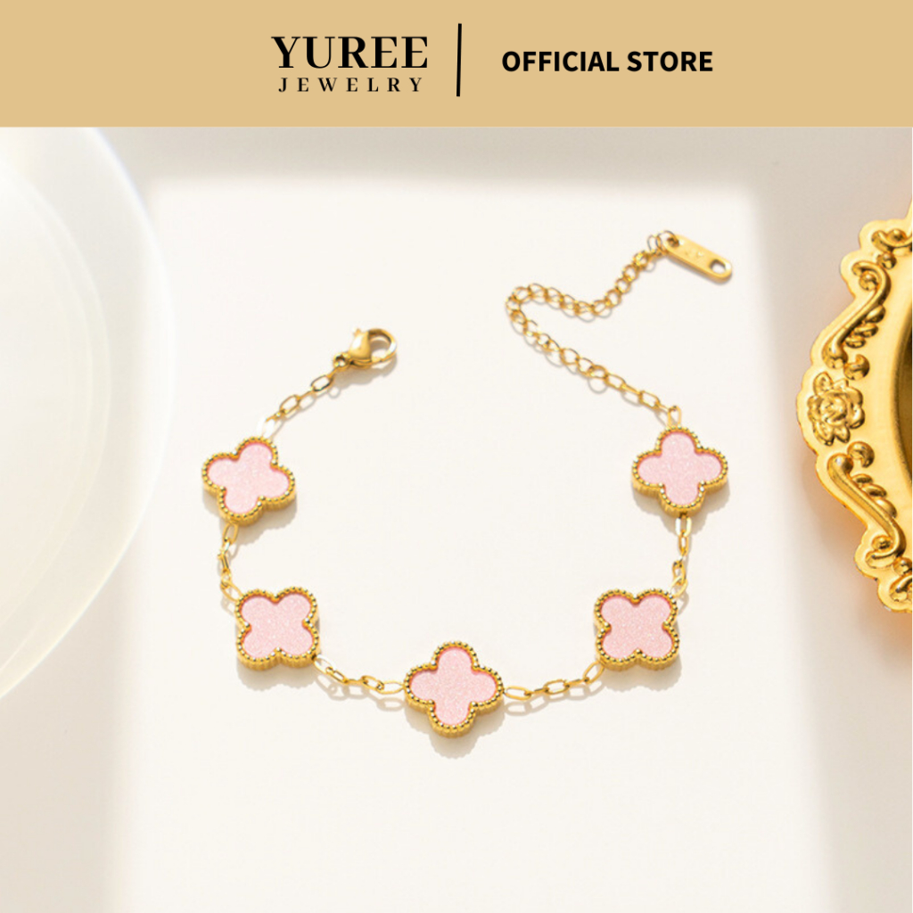 Jual YUREE • Jane Bracelet 18K Gold Plated • Perhiasan Gelang Clover ...