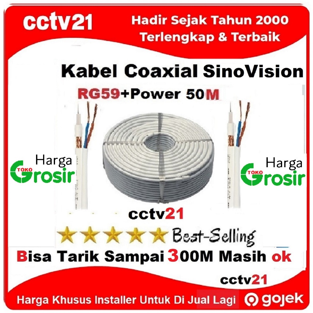 Jual Kabel SINOVISION 50M COAXIAL RG-59+POWER DC Harga Lagi Promo ...
