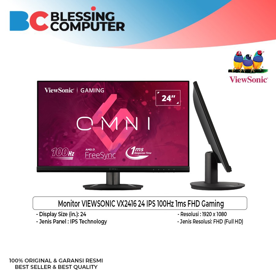 Jual Monitor VIEWSONIC VX2416 24 IPS 100Hz 1ms FHD Gaming | Shopee ...
