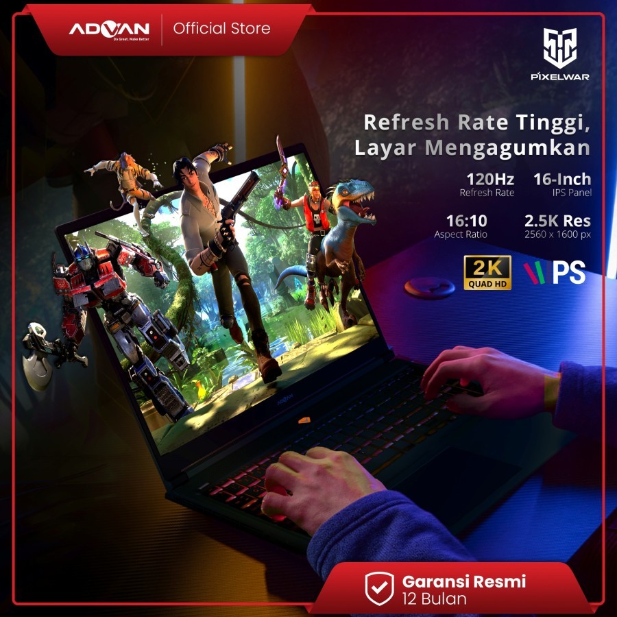 Jual Advan Pixelwar Laptop Gaming Ryzen 5 6600H ram 16GB 512GB 16" IPS ...