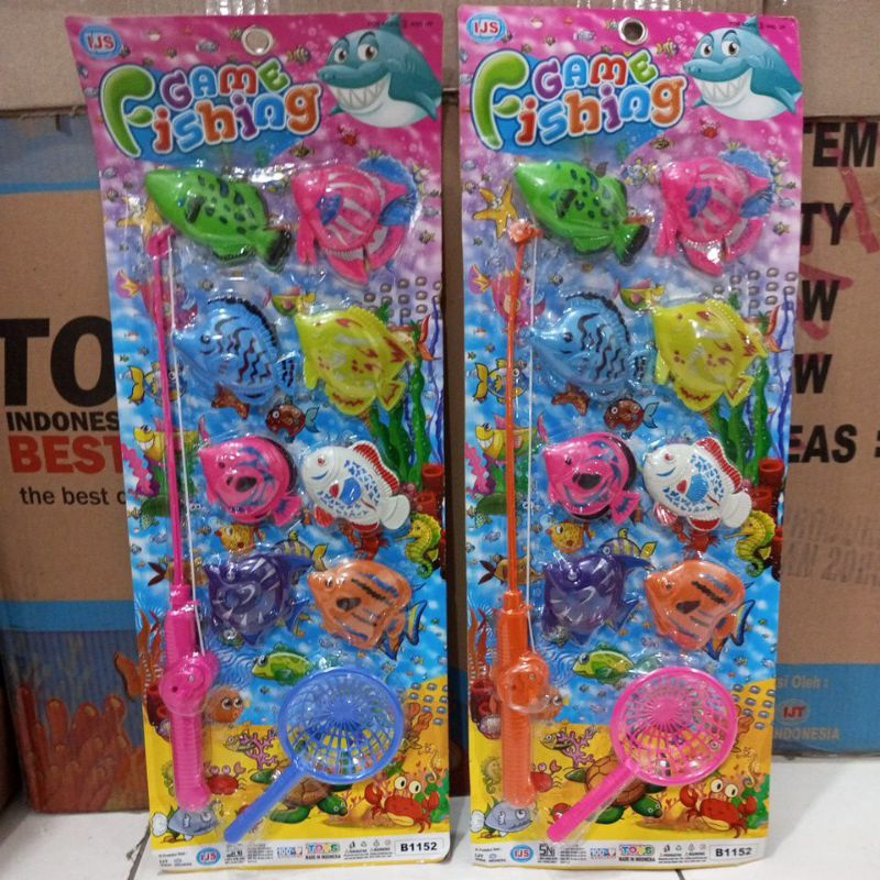 Jual Mainan pancing set magnet isi 8 macam ikan + serokan B 1152 ...