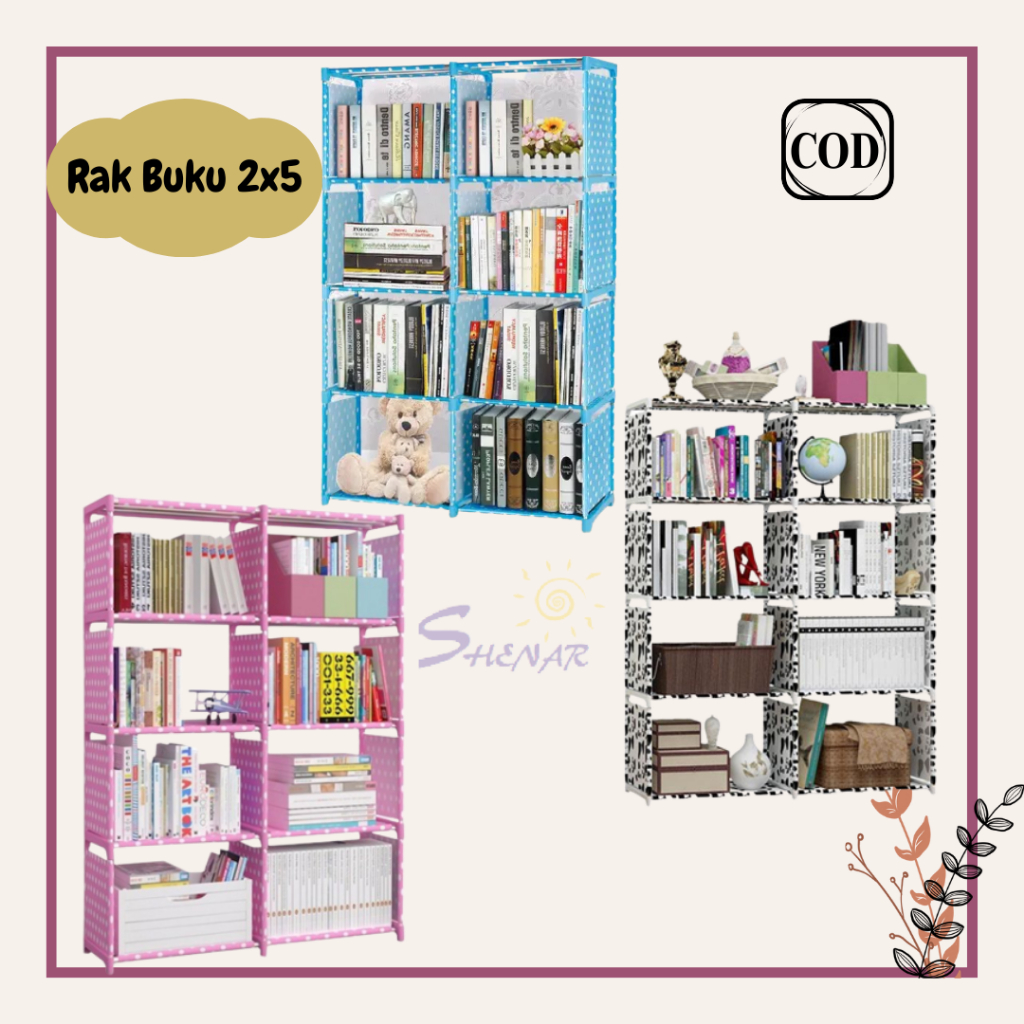 Jual SHENAR (2KG) Rak Buku Portable 2x5 /Rak buku 2 Sisi 8 kotak/RAK ...