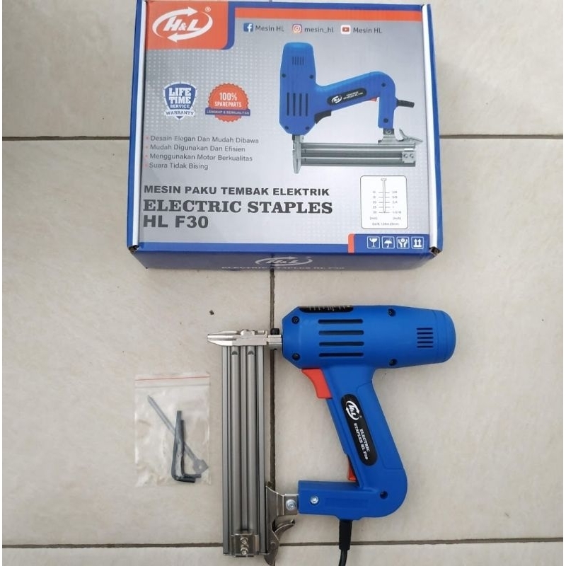 Jual Mesin Paku Tembak Listrik Elektrik Staples Electric Air Nailer H&L HL F30 F 30 | Shopee ...