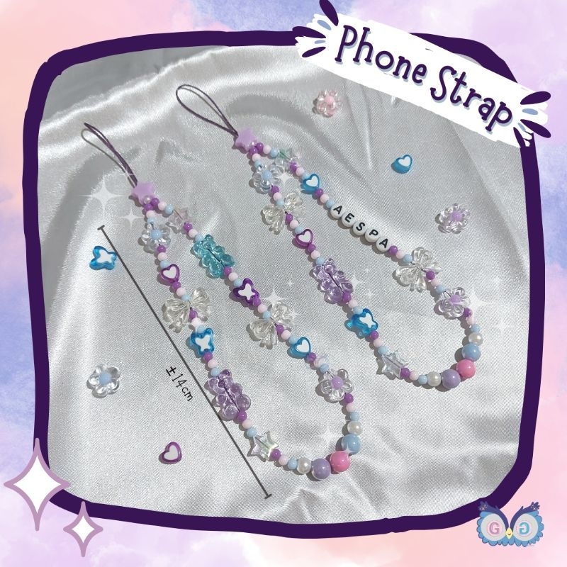 Jual Bubblegum Phone Strap || Custom Beads Phone Strap colors inspired ...