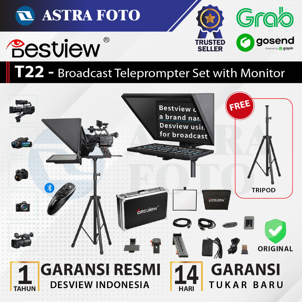 Jual Desview T22 Broadcast Teleprompter Set with Monitor Desview T 22 ...