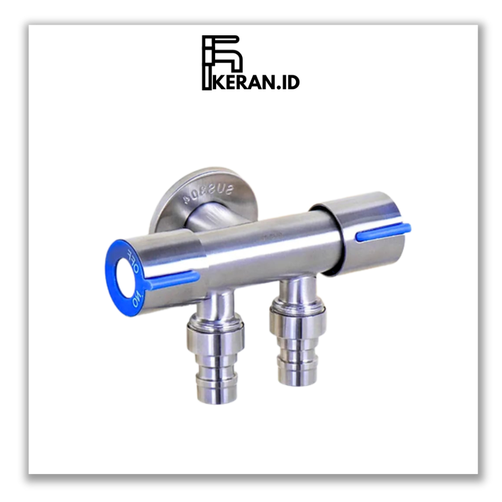 Jual [KERAN.ID] Stop kran 2 cabang on off kanan kiri stainless steel sus 304 / Keran cabang 2 ...