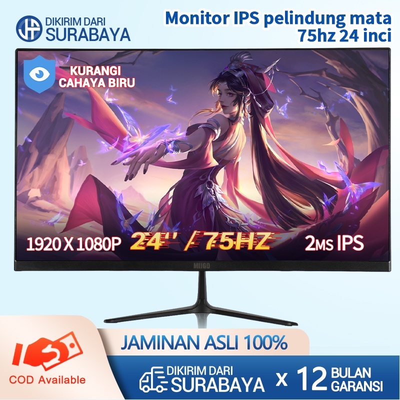 Jual 24-inci 75Hz monitor komputer LCD, desktop kantor, gaming, 1080P ...