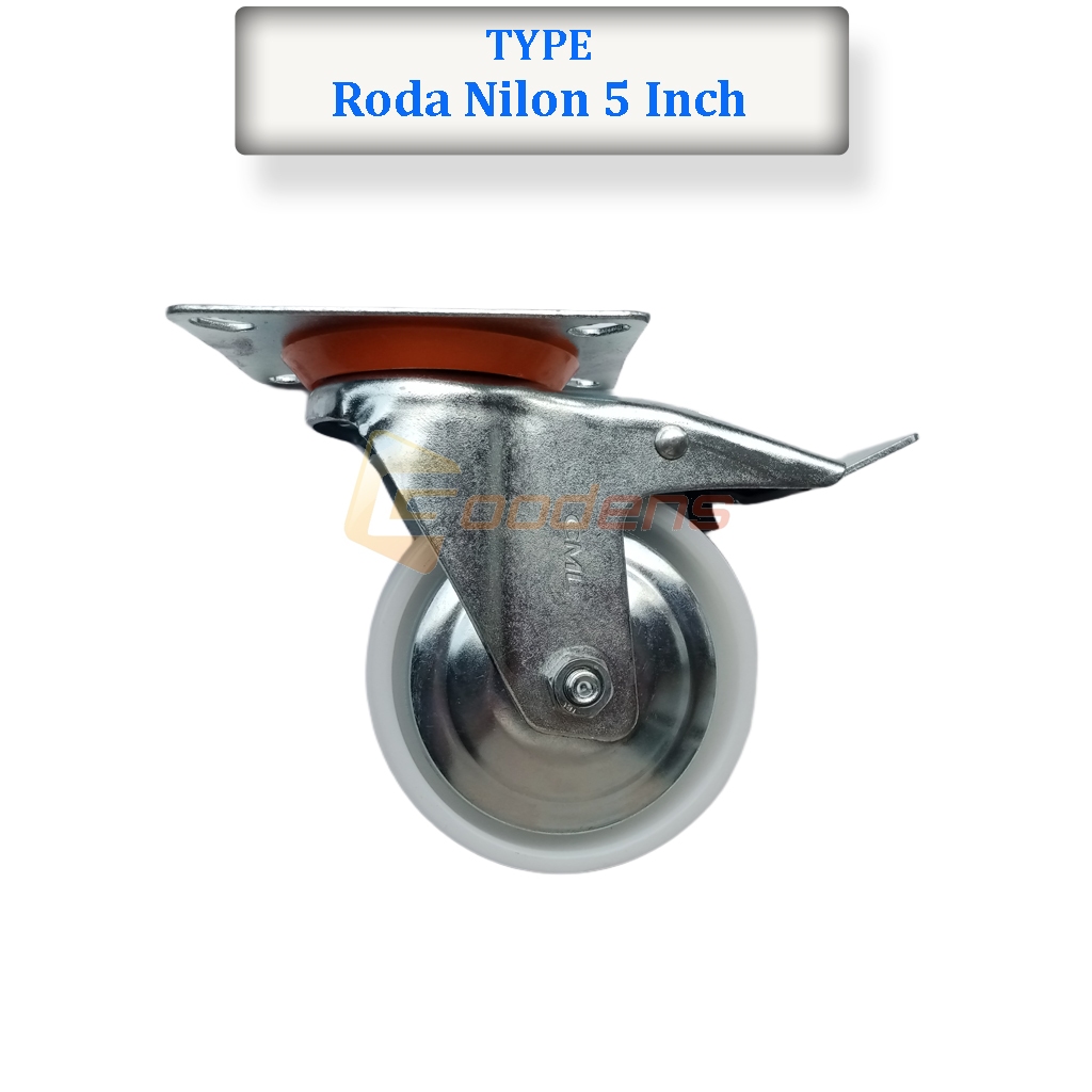 Jual Roda Nilon 5 Inch Rem Roda Caster Roda Gepeng | Shopee Indonesia