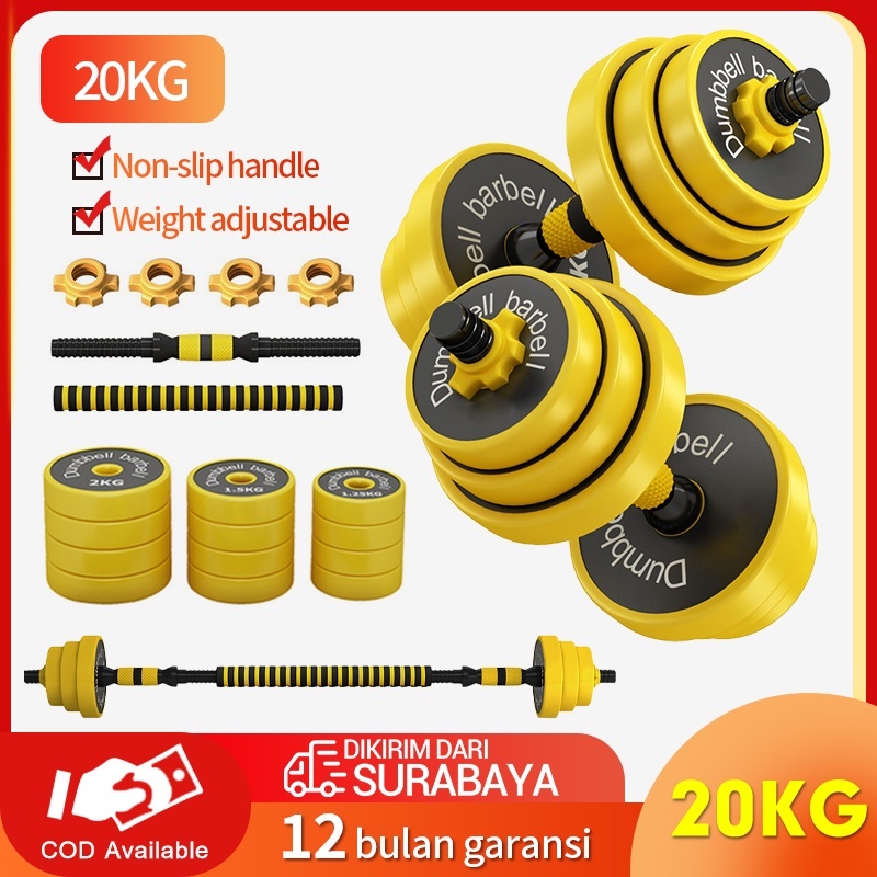 Jual 20 Kg Alat Olahraga Fitness Dumbell KARET/Dumbell Barbel Set 20Kg ...