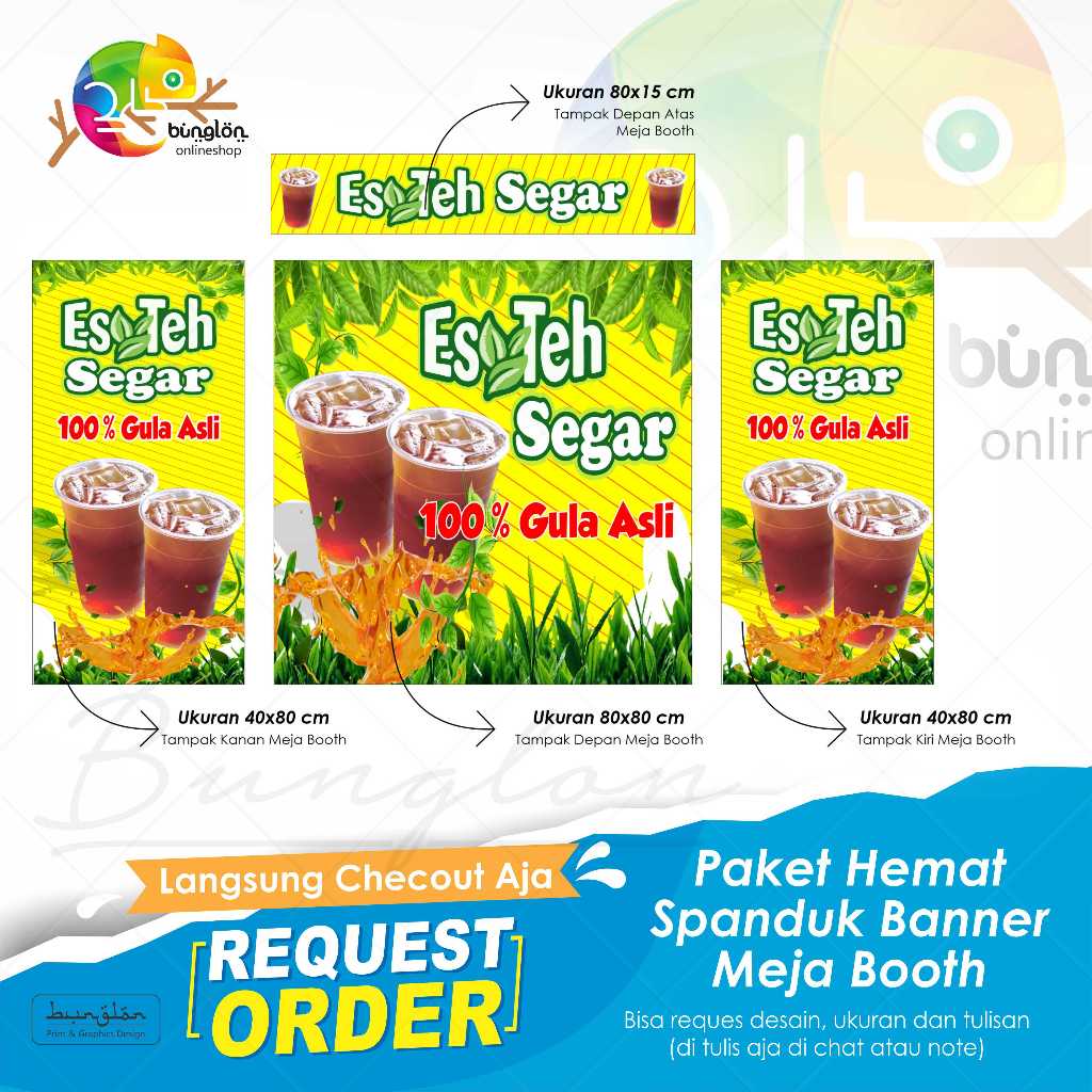 Jual Spanduk Banner Paket Hemat Meja Booth Es Teh Segar Model Daun Hijau | Shopee Indonesia