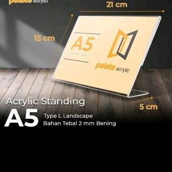 Jual acrylic tent holder / akrilik A5 tempat brosur Meja model L ...