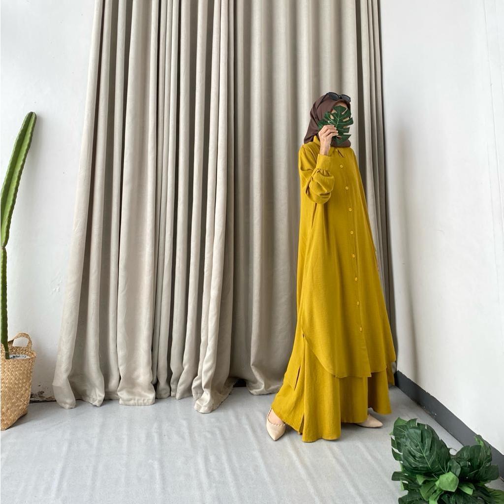 Jual Yoona Tunik set Rok | Long Tunik set Rok skirt Crinkle Airflow ...