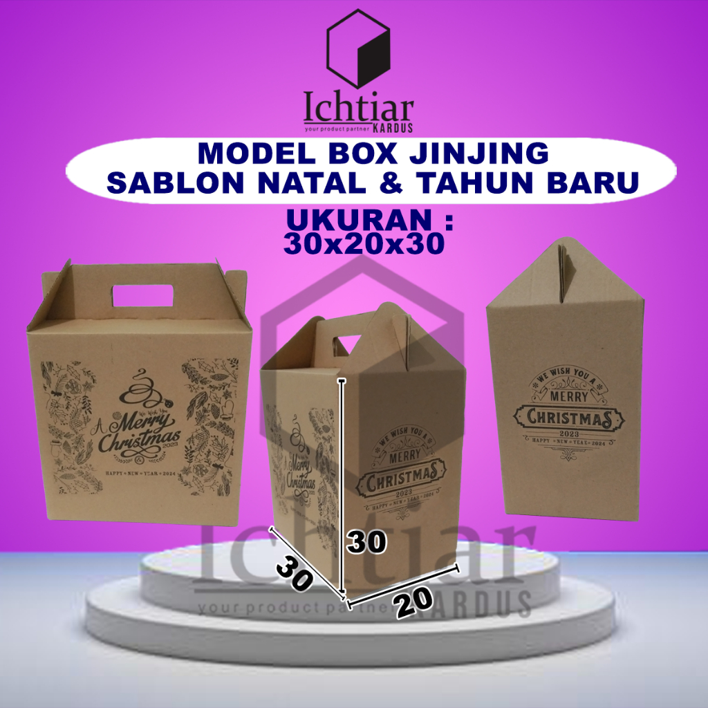 Jual Karton / Kardus / Box Packing Jinjing Sablon Natal 2023 & Tahun ...