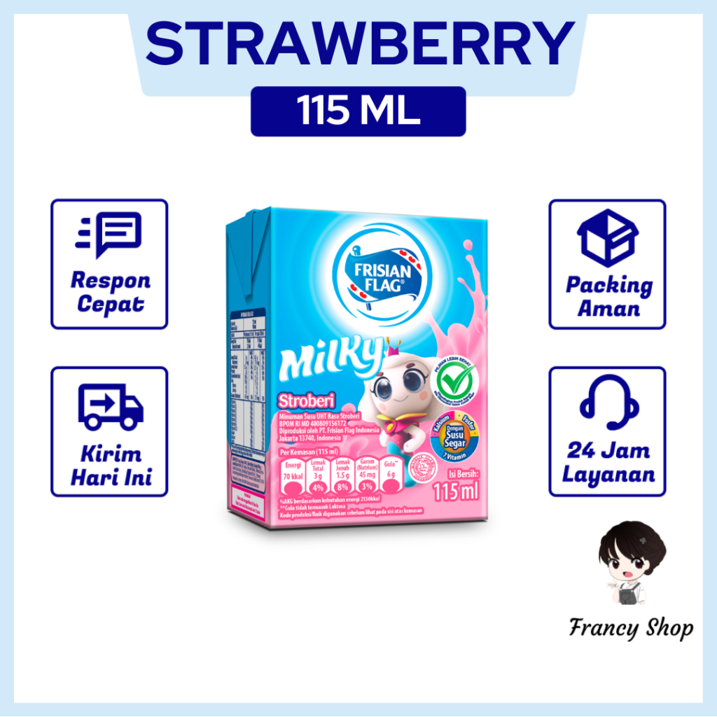 Jual Frisian Flag Susu UHT Milky Strawberry 115 ml | Shopee Indonesia