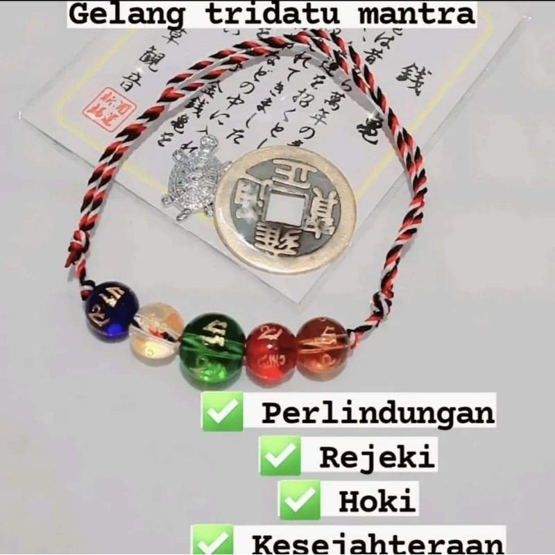 Jual gelang tridatu 5 bola seven cakra free koin dan kura kura rezeki ...