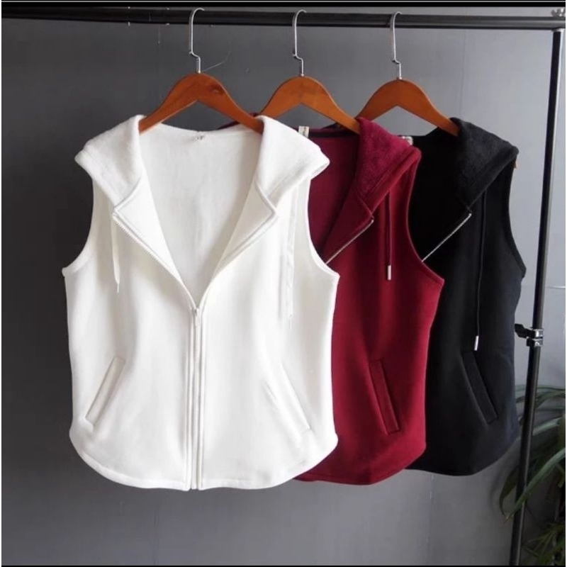 Jual Rompi wanita kekinian vest hoodie zipper | Shopee Indonesia