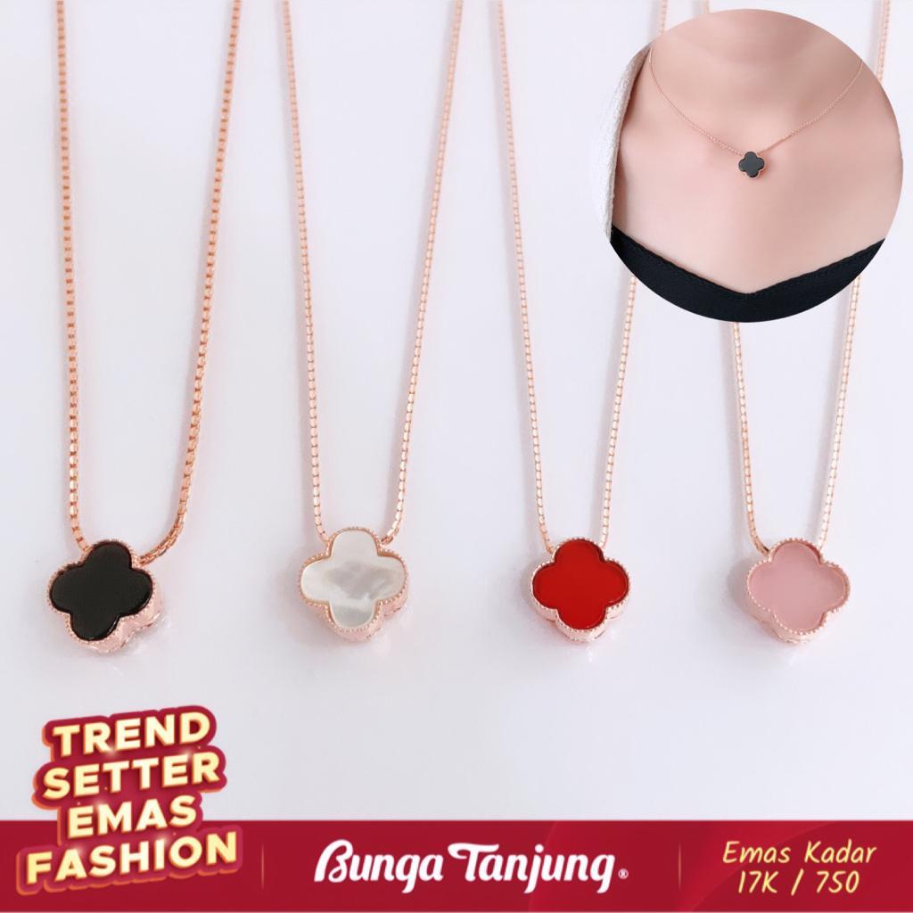 Jual LIONTIN FASHION CLOVER A - EMAS 17K - BUNGA TANJUNG GOLD | Shopee ...
