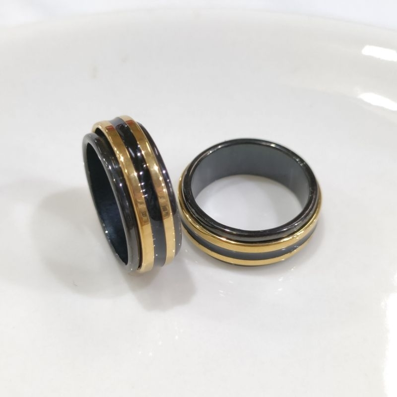 Jual Cincin Titaniun Model Putar Warna Hitam Variasi Emad | Shopee ...