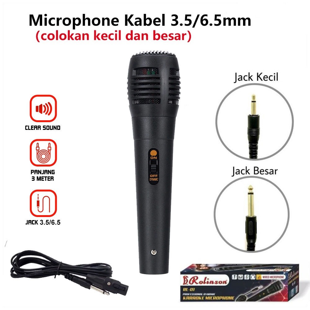 Jual Mic Microphone Kabel Karaoke Buat Speaker 3.5mm Colokan Kecil ...