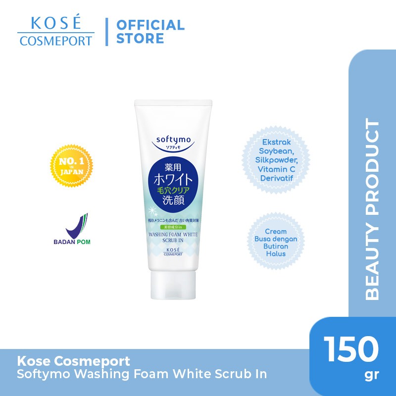 Jual Kose Cosmeport Softymo Washing Foam White Scrub In 150gr | Shopee Indonesia