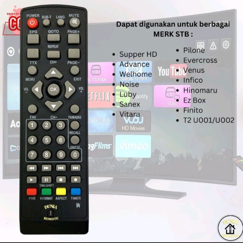 Jual REMOTE STB DVB T2(LUBY,EVERCOSS,MATRIX,ADVANCE,HINOMARU,STB MINI ...