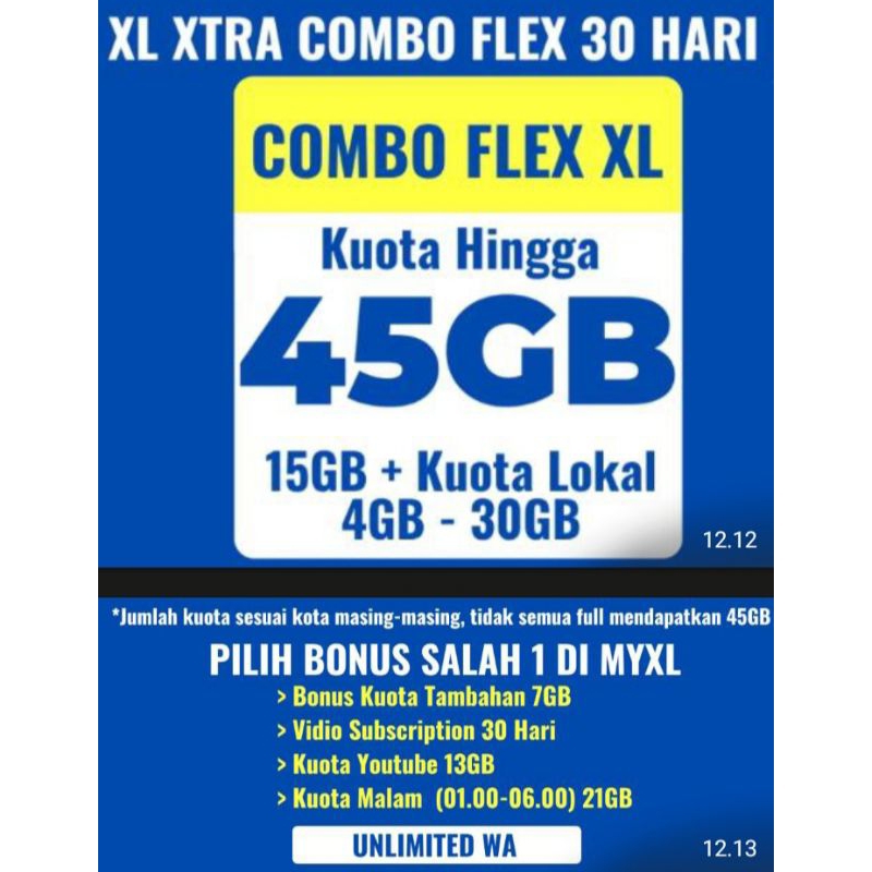 Jual PAKET DATA XTRA COMBO FLEX S, S+, L, XL, XXL, XXXL 30 hari ...