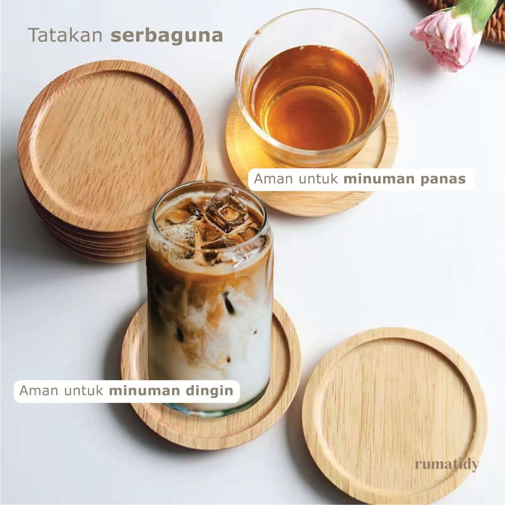 Jual 【RUMATIDY】TATA Wooden Coaster Tatakan Gelas Alas 9cm Kayu Bulat ...
