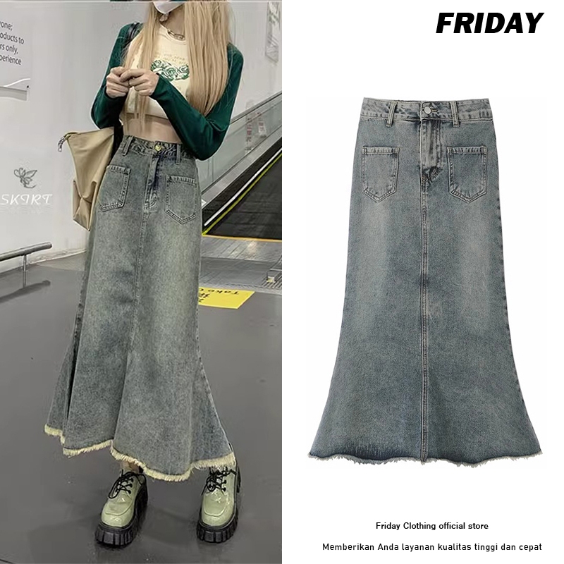 Jual Friday Clothing Rok Denim Pinggang Tinggi Wanita Gaya Jalanan ...