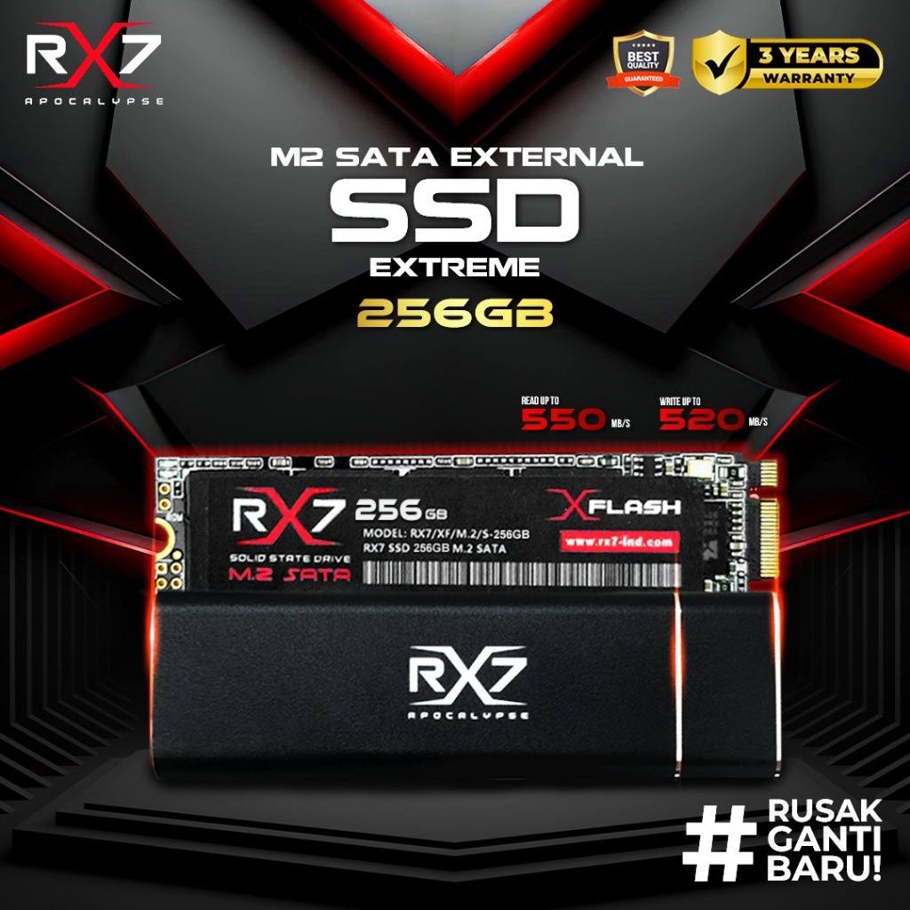 Jual SSD M2 SATA EXTERNAL 256GB RX7 / ENCLOSURE M2 SATA + M2 SATA 256GB ...
