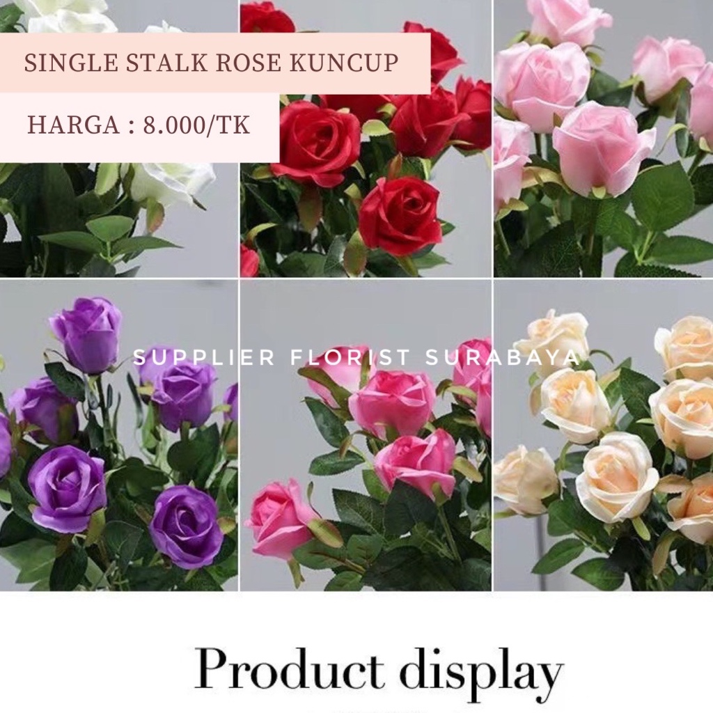 Jual [1 TANGKAI] BUNGA MAWAR KUNCUP SINGLE ROSE KUNCUP ARTIFICIAL ...