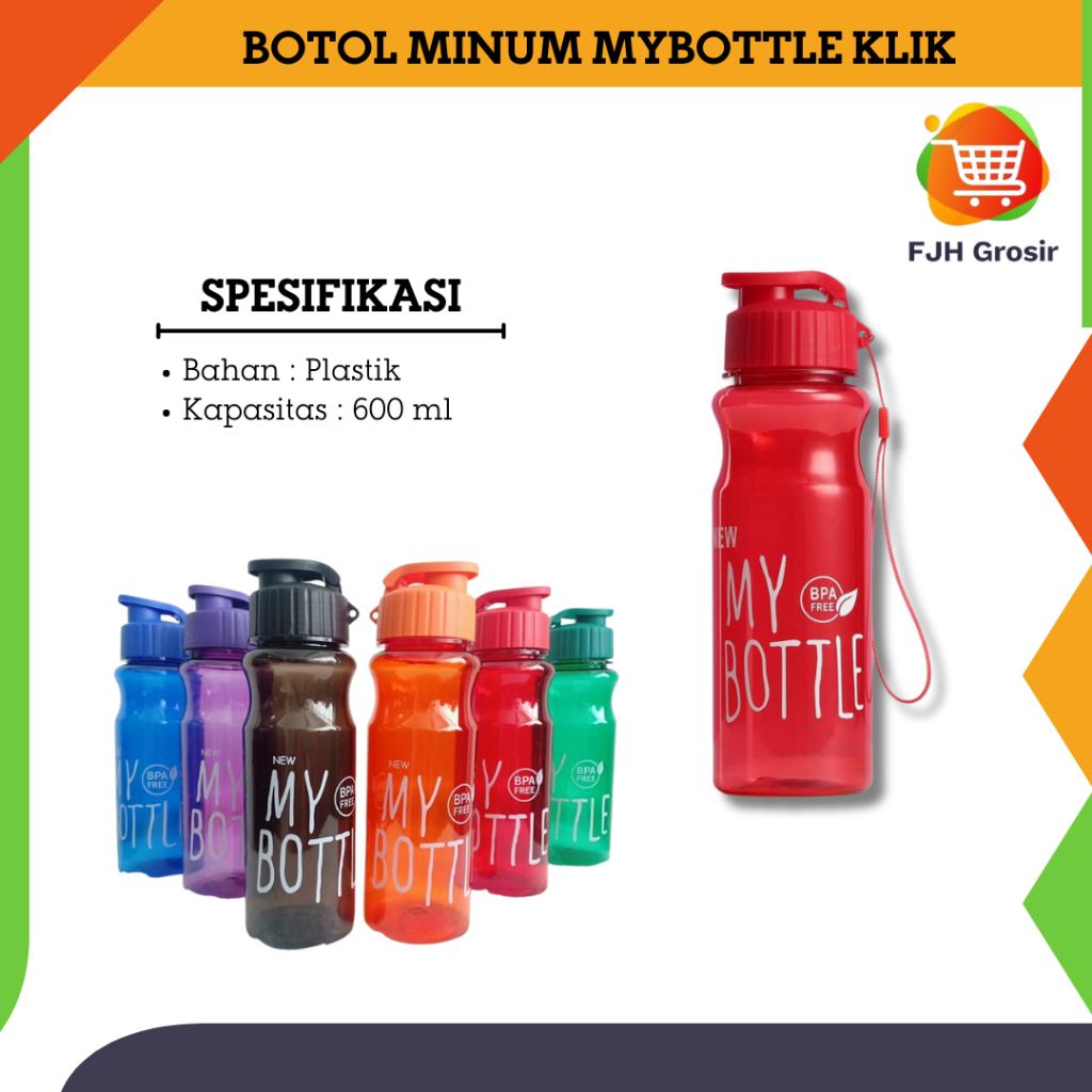 Jual Botol Minum MY BOTTLE ISI 600ml MODEL KLIK Model Baru Persegi ...