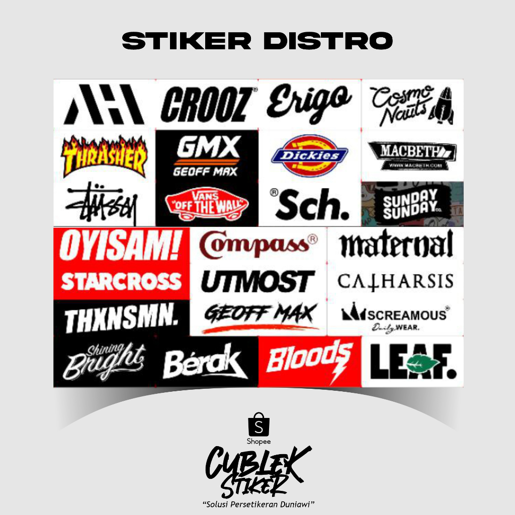 Jual STIKER ECERAN BRAND DISTRO / LOGO DISTRO / LOGO BAJU | Shopee ...