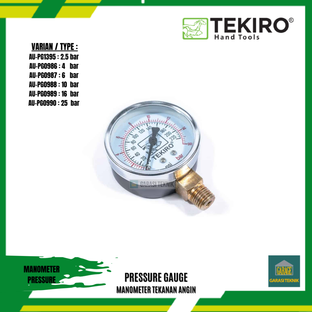 Jual Tekiro Manometer 10 Bar Tekiro Original Pressure Gauge/Alat ...