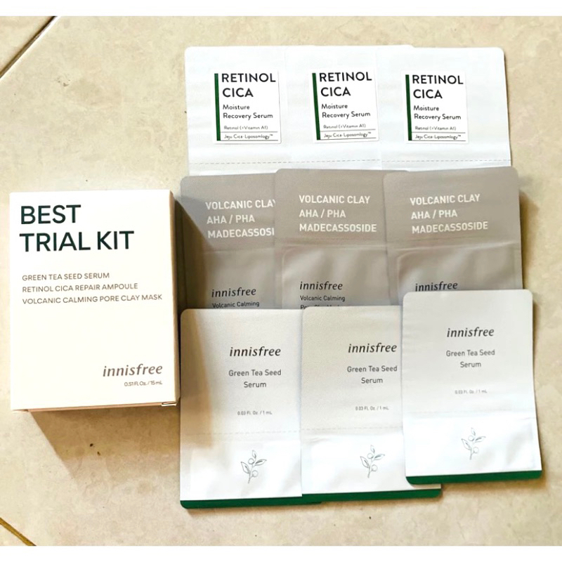 Jual innisfree Best Trial Kit (retinol cica, green tea seed serum ...