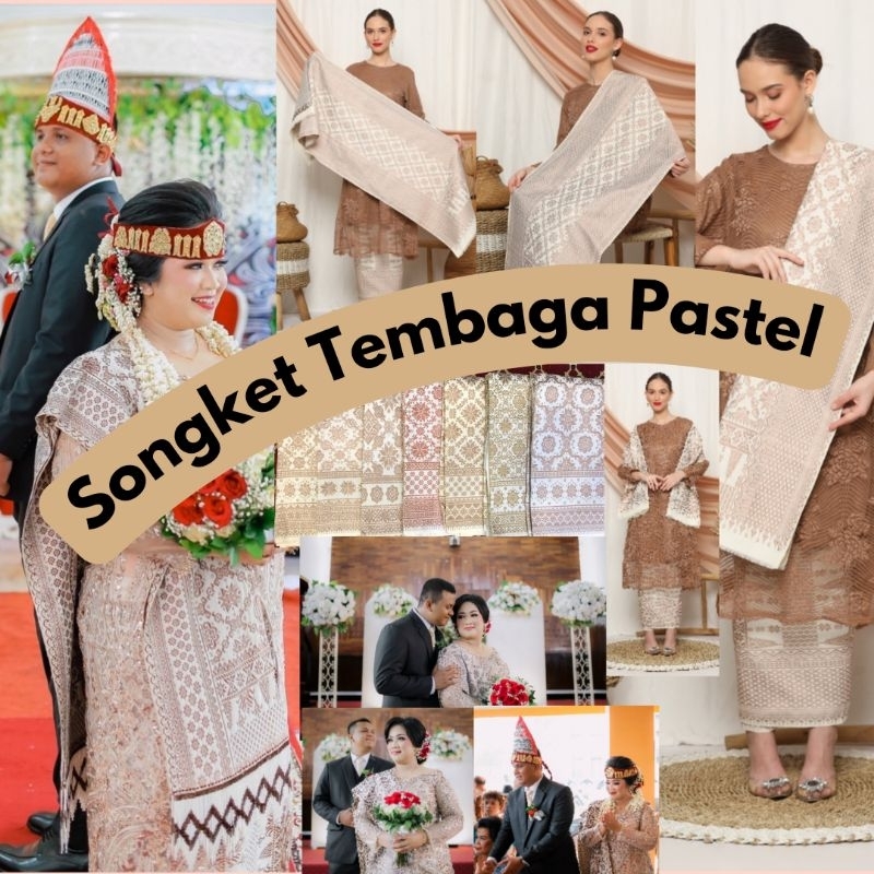 Jual SONGKET LEPUS TEMBAGA DASAR PUTIH / CREM PASTEL/SONGKET COKLAT ...
