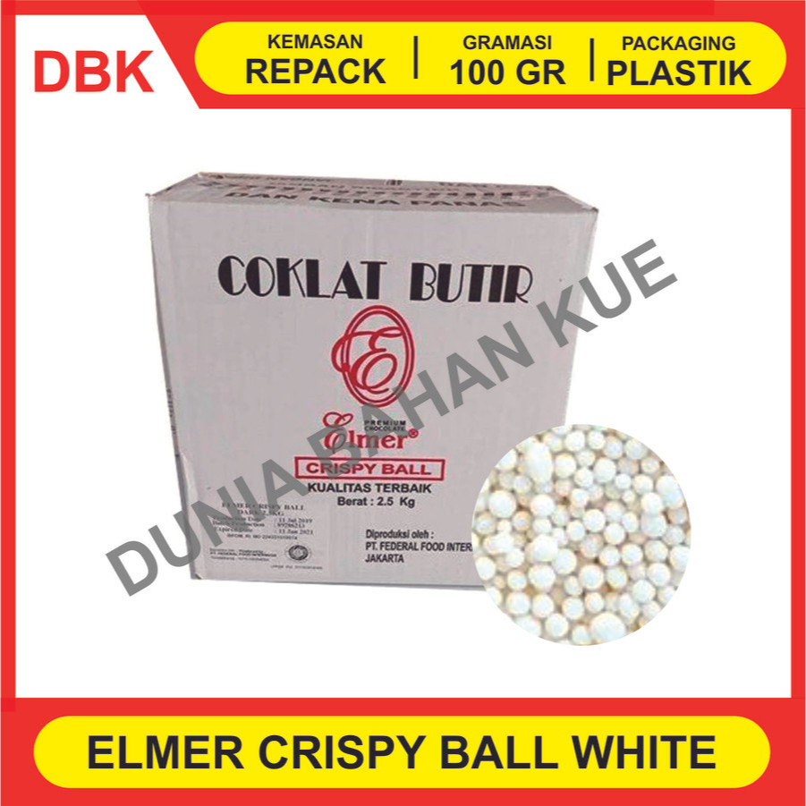 Jual ELMER CRISPY BALL WHITE CHOCOLATE VANILLA - REPACK 1 KG | Shopee ...