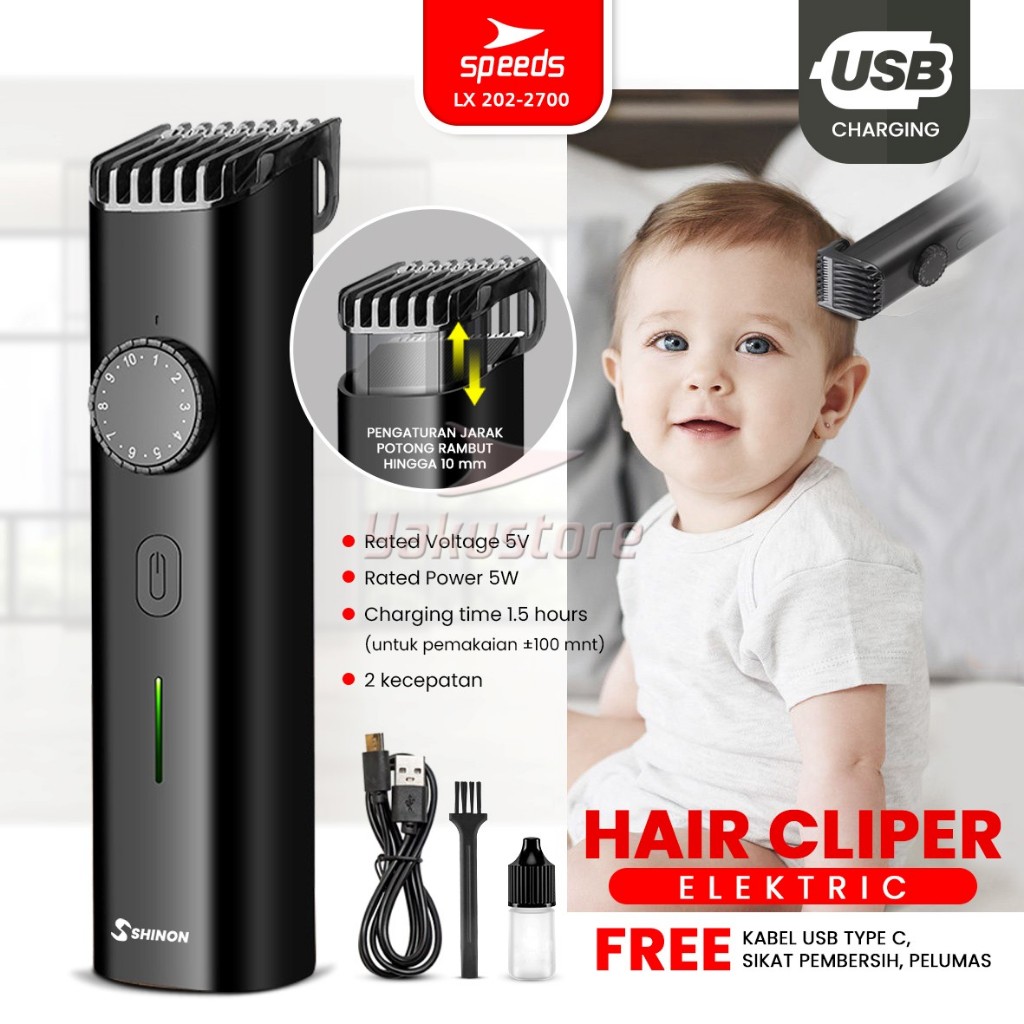 Jual SPEEDS Alat Cukur Rambut Anak Bayi Kumis Cordless Hair Clipper USB ...