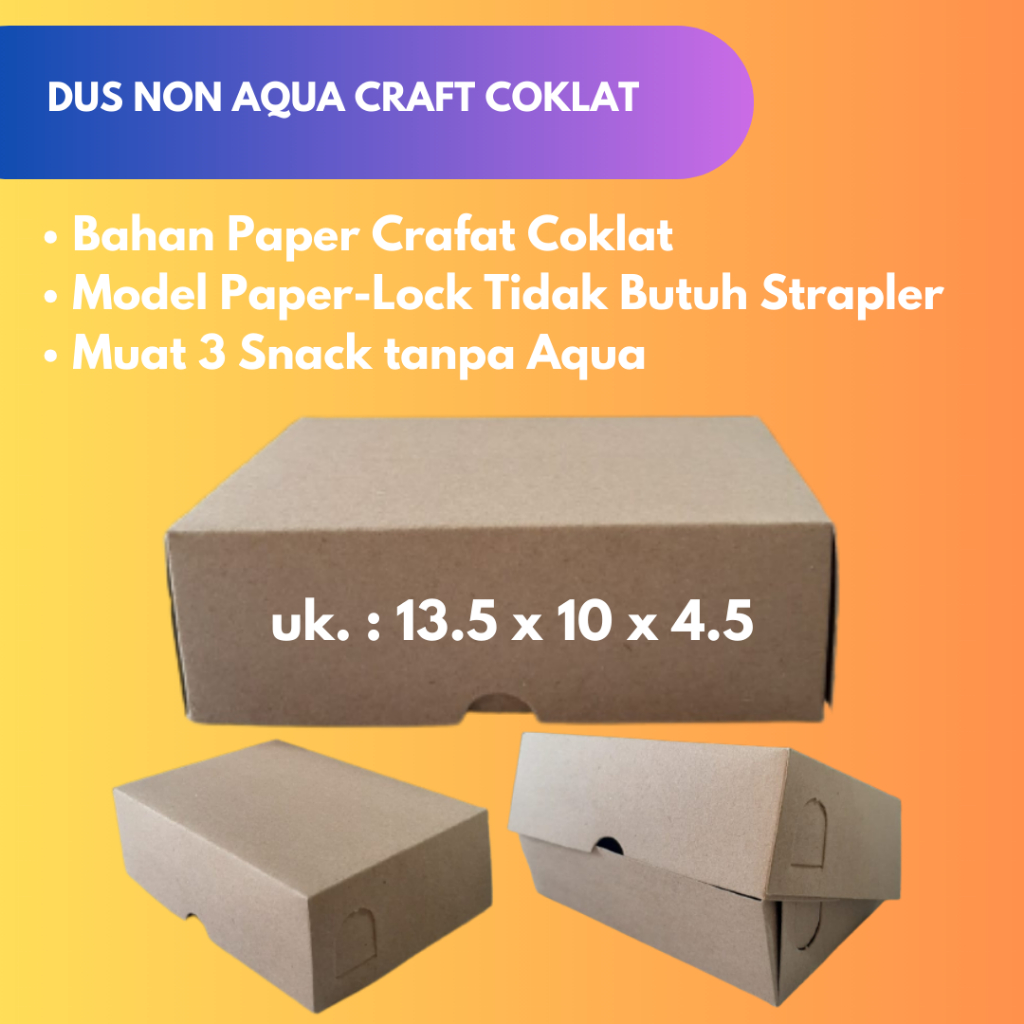 Jual DUS / BOX SNACK NON AQUA PAPER CRAFT COKLAT POLOS | Shopee Indonesia