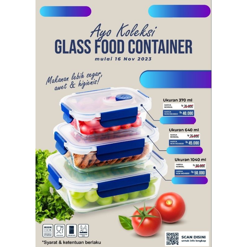 Jual GLASS FOOD CONTAINER ALL VART (KOTAK MAKAN KACA) | Shopee Indonesia