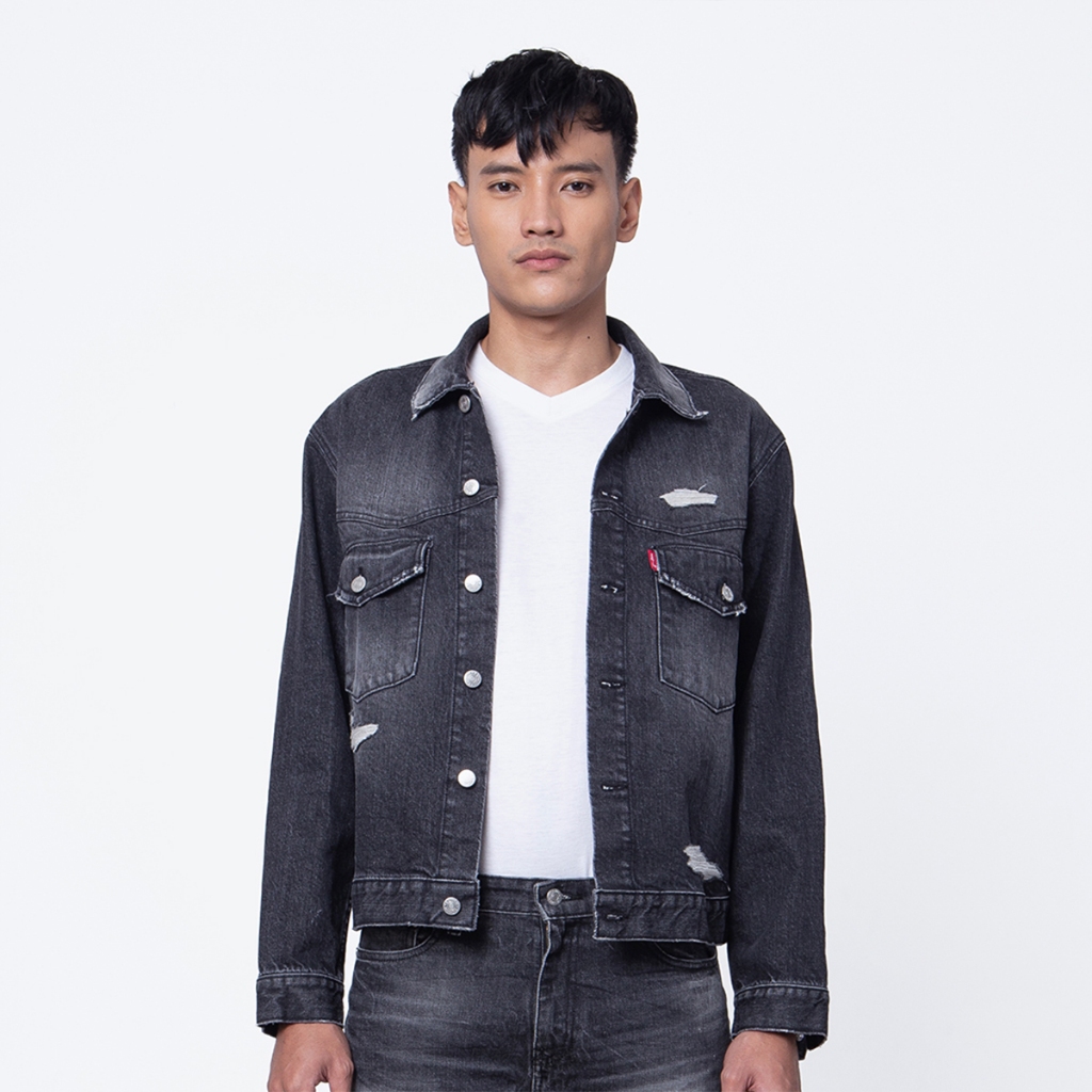 Jual EDWIN JEANS - TRUCKER JACKET HANDCRAFTED BLACK PERFORATED Jacket ...