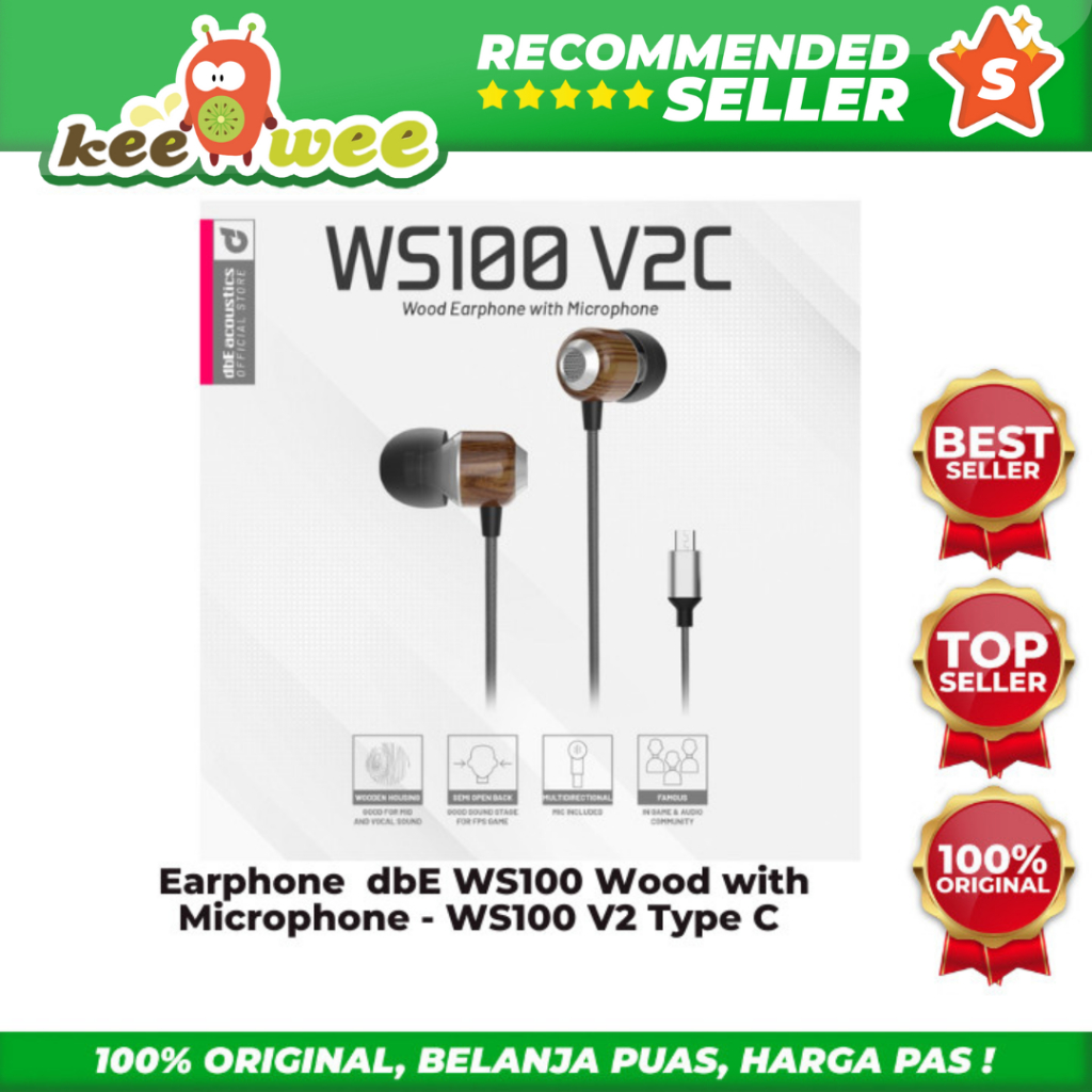 Jual Earphone dbE WS100 Wood with Microphone - WS100 V2 Type C | Shopee ...