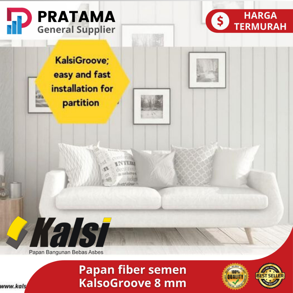 Jual Papan fiber semen KalsiGroove 8 | paritisi dinding dan plafon ...