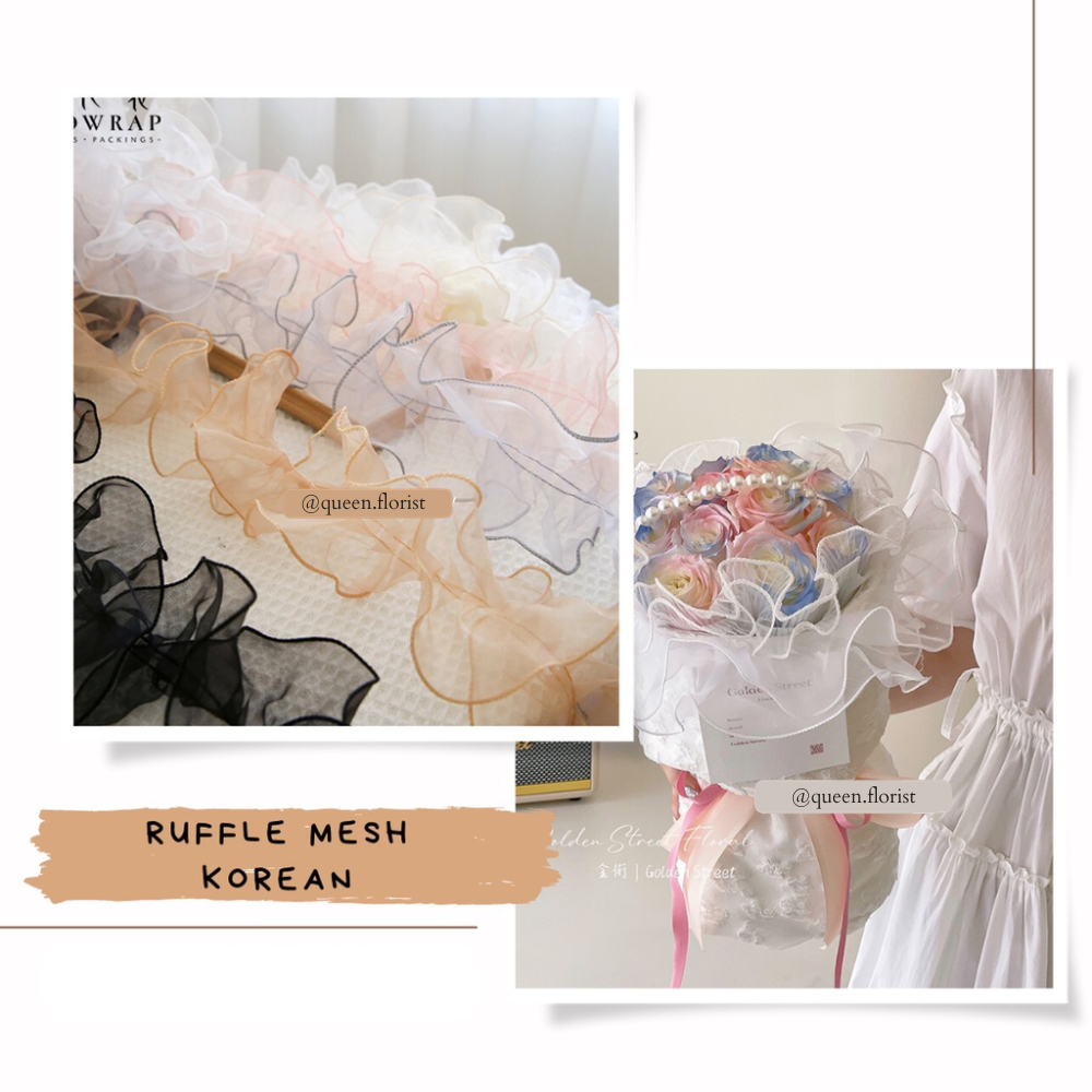 Jual RUFFLE MESH KOREAN RIBBON PITA GELOMBANG Korean Jaring Net Roll ...