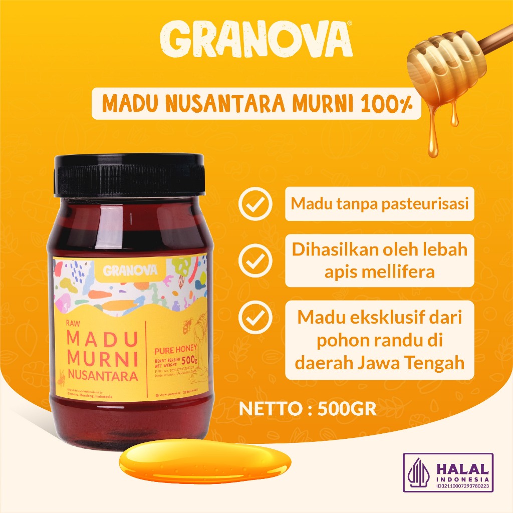 Jual Granova - Madu Murni Nusantara 500gr (Premium, Madu Asli 100% ...