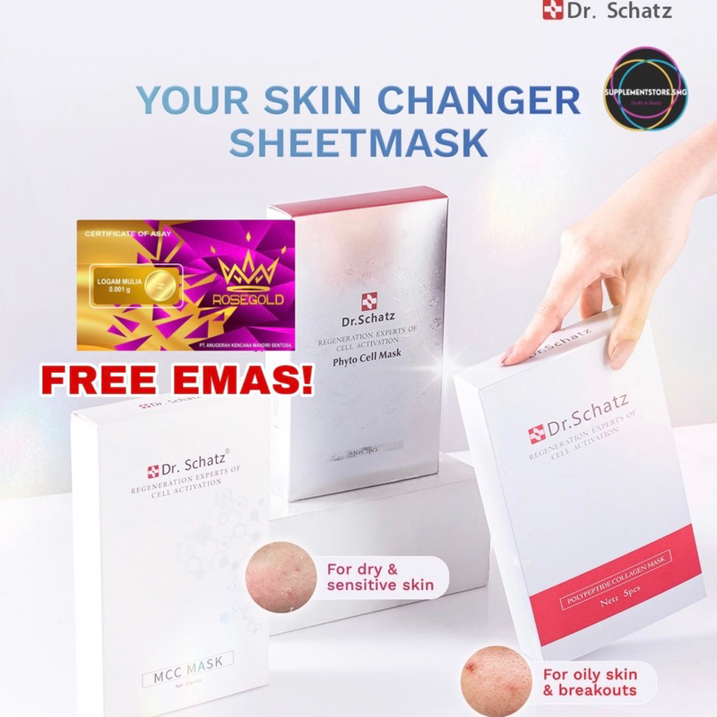 Jual [BONUS EMAS!] DR SCHATZ 1 BOX (5 sachet) MCC Mask | Polypeptide ...