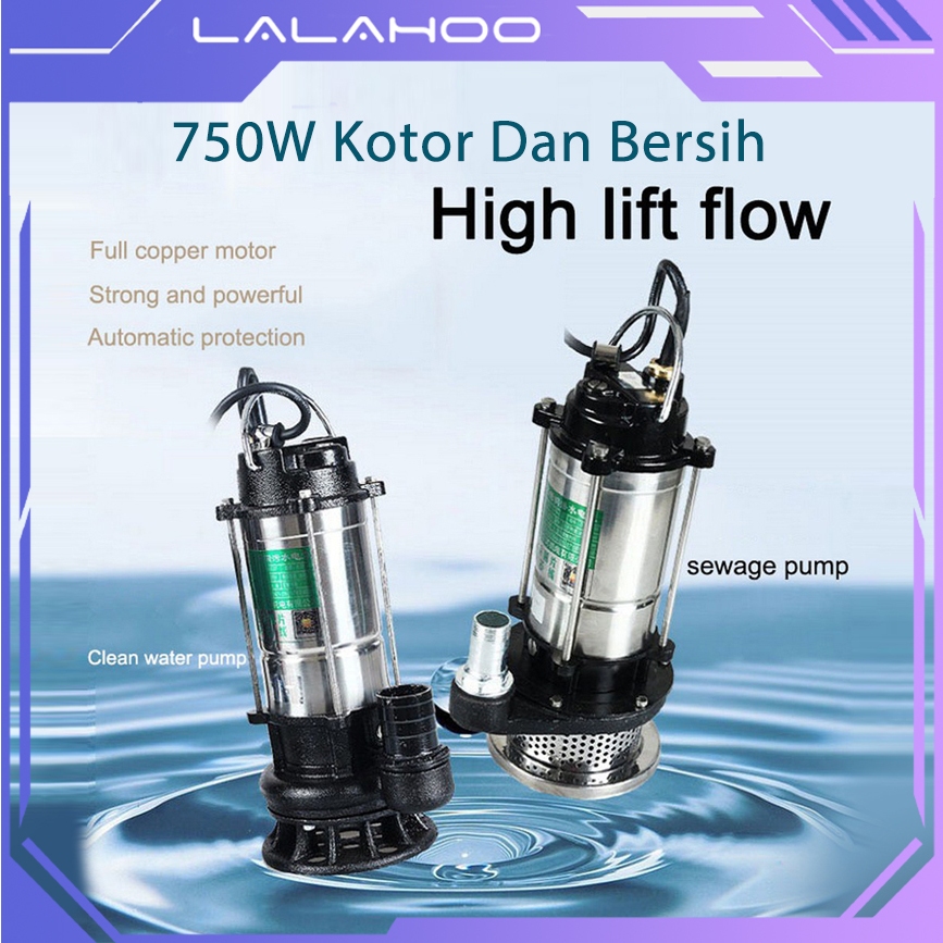 Jual Pompa Celup Air Kotor Otomatis 750W Stainless Steel Bersih Pump Submersible Pump Mesin ...