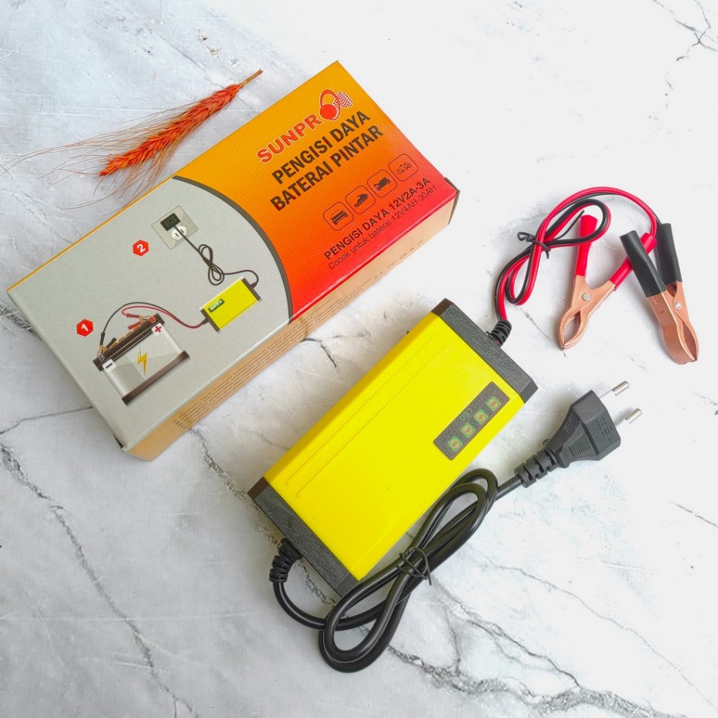 Jual Cas Aki Motor Charger Aki Motor Sunpro 12V2A-3A Battery Charger ...